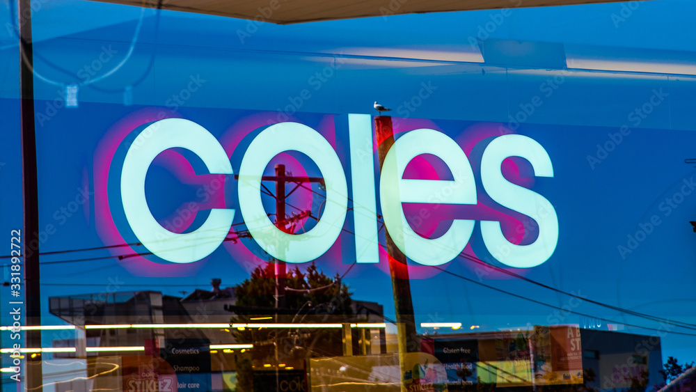Northcote, Victoria, Australia, March 16th, 2020: The Sign for Coles ...