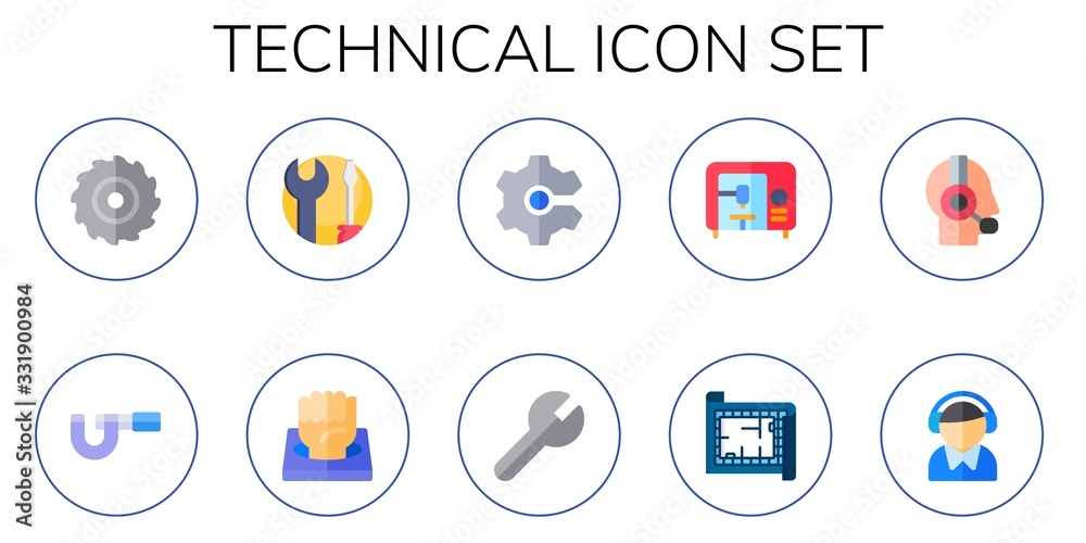 technical icon set Stock Vector | Adobe Stock