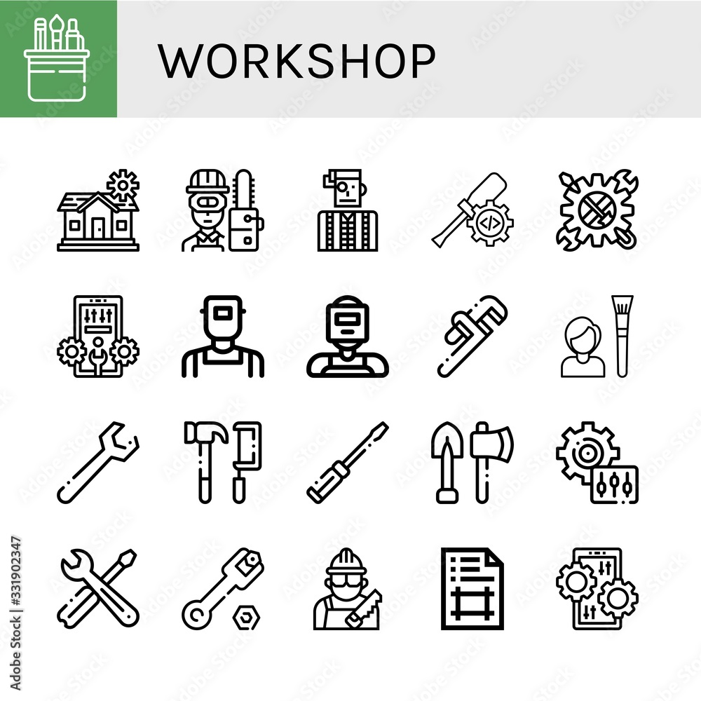 workshop icon set Stock Vector | Adobe Stock