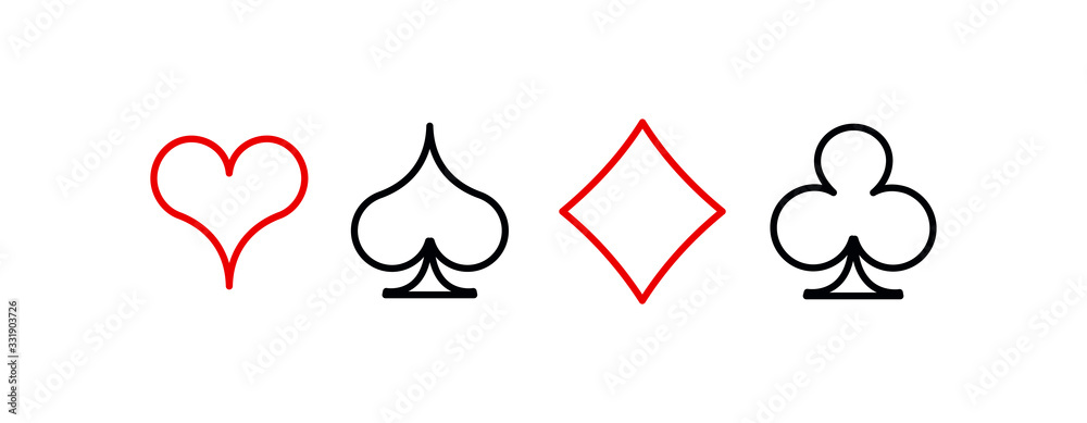 Set diamonds clovers hearts spades Four Playing card suits icons ...