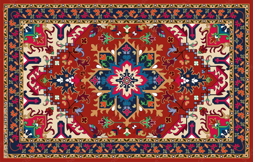 Illustrated Persian carpet original design, tribal texture. Stock ...