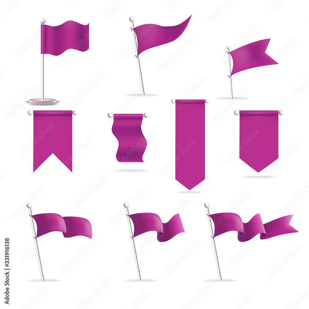 Realistic 3d Winner Concept Fabric Textile Flag Flag Banner Set ...