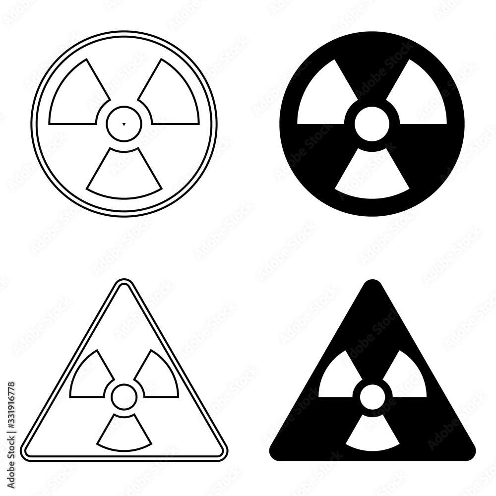 Sign of radiation, caution radiation. Vector, cartoon illustration of ...