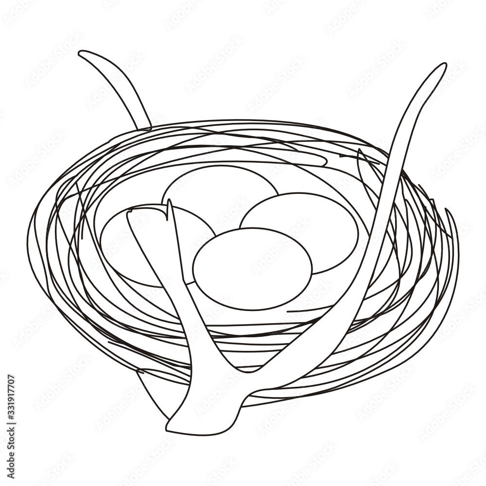 Nest Line Art Clip Art Stock Vector | Adobe Stock
