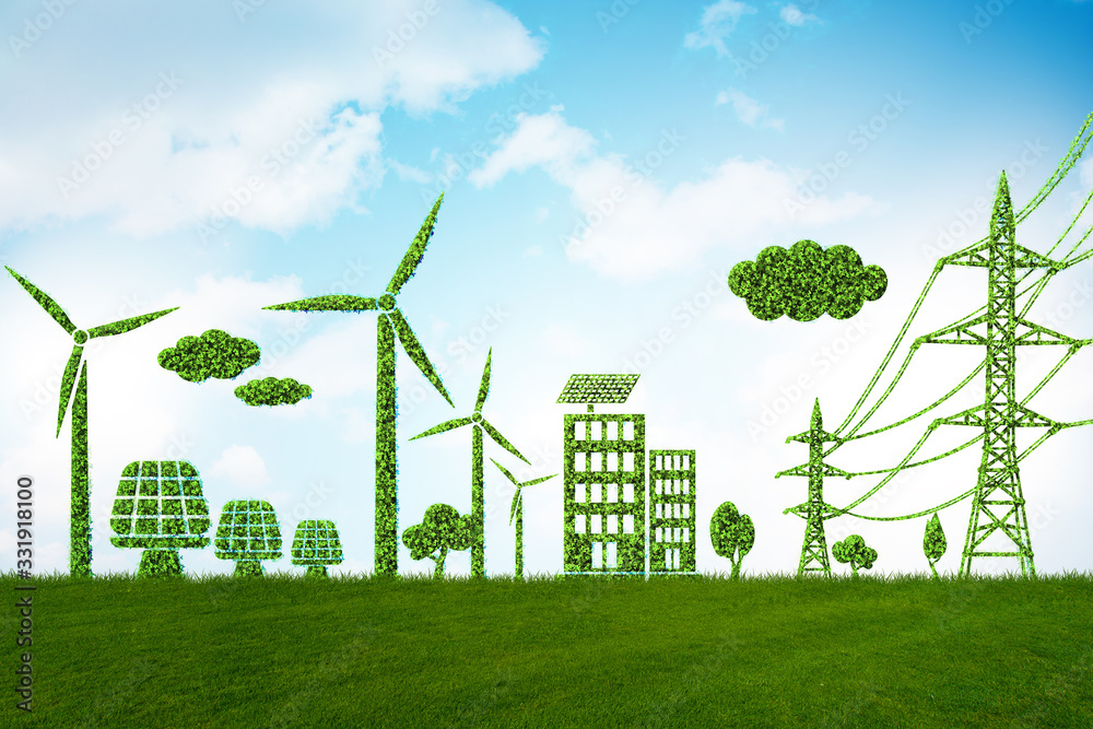 Green energy concept - 3d rendering Stock Illustration | Adobe Stock