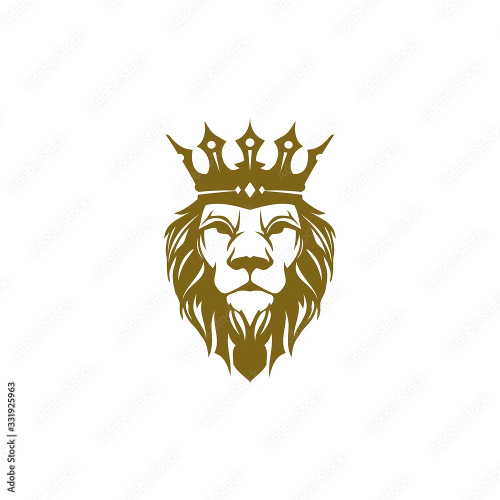 The lion with crown illustration logo Stock Vector | Adobe Stock