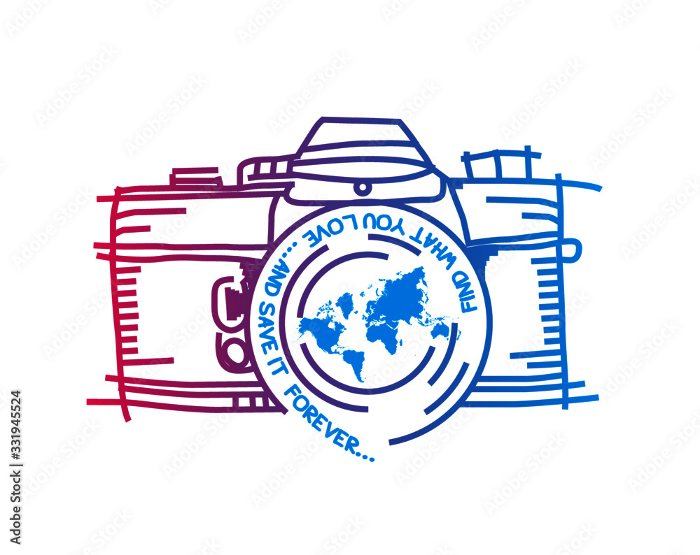 camera, drawing line, world, earth, isolated, blue, icon, technology ...