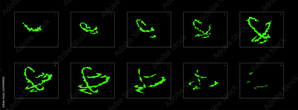 Shine liquid spark animation effect. shiny effect sprite sheet. frame by frame classic animation ...