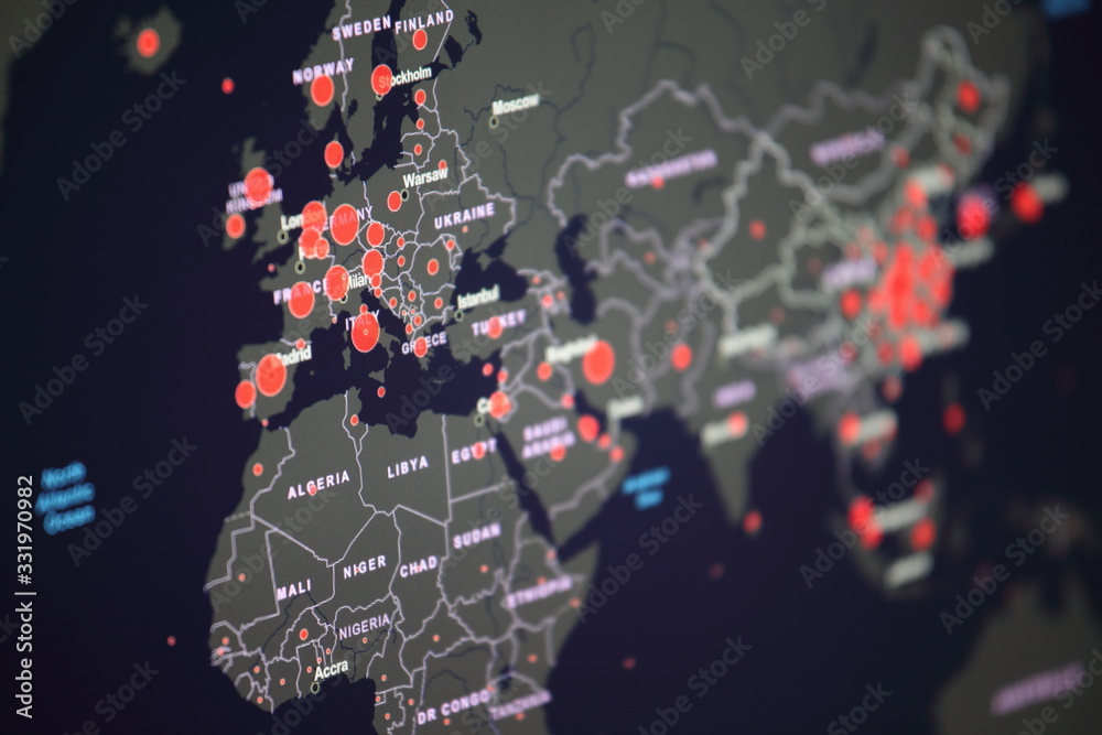 World map of Coronavirus, Close-up countries with Covid-19, Covid 19 ...