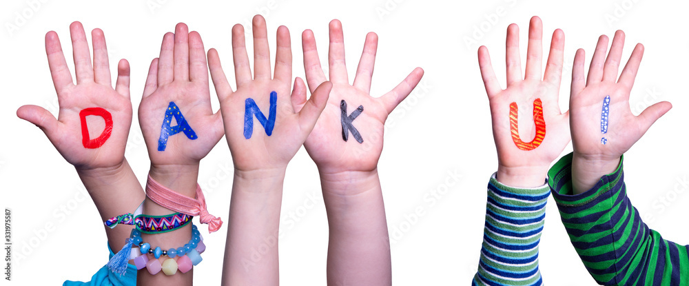 Children Hands Building Colorful Dutch Word Dank U Means Thank You ...