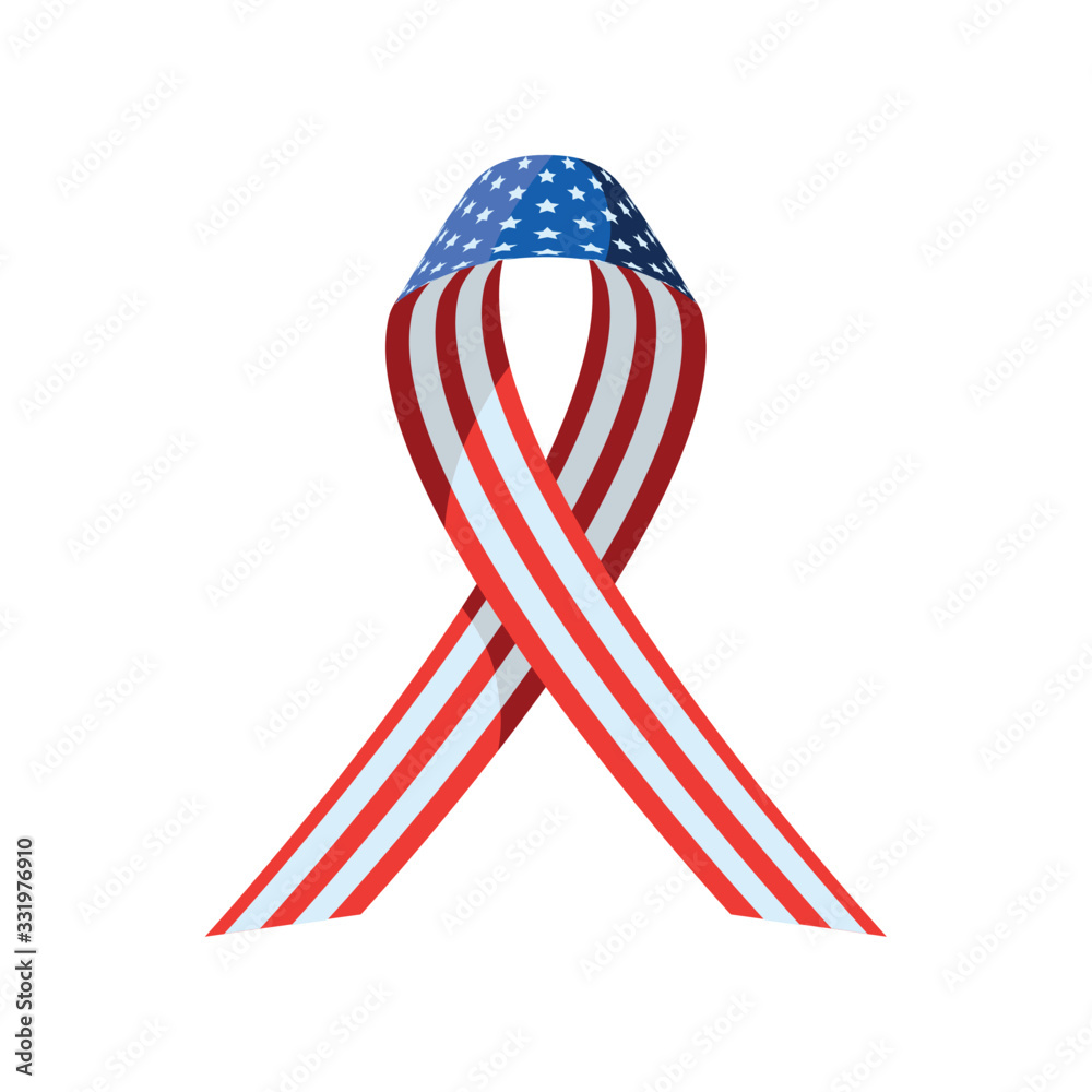 support ribbon with american flag on white background Stock Vector ...