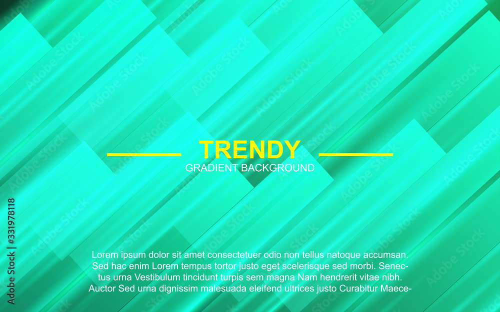 Trendy green gradient color abstract background with fluid and memphis ...