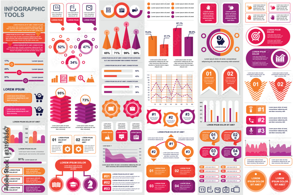 Business infographic modern elements set. Business info visualization ...