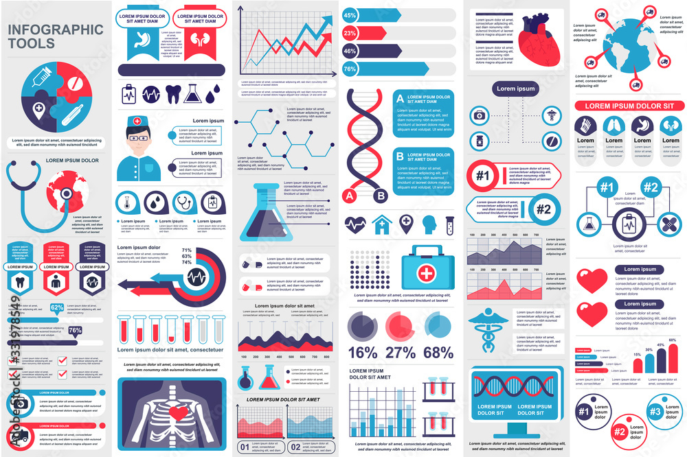 Medical infographic elements set. Healthcare, emergency and pharmacy ...