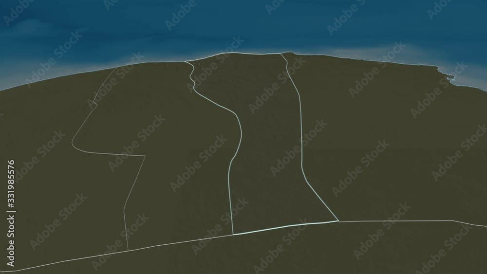 Al Jabal al Akhdar, district with its capital, zoomed and extruded on ...