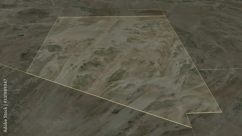 Al Kufrah, district with its capital, zoomed and extruded on the ...