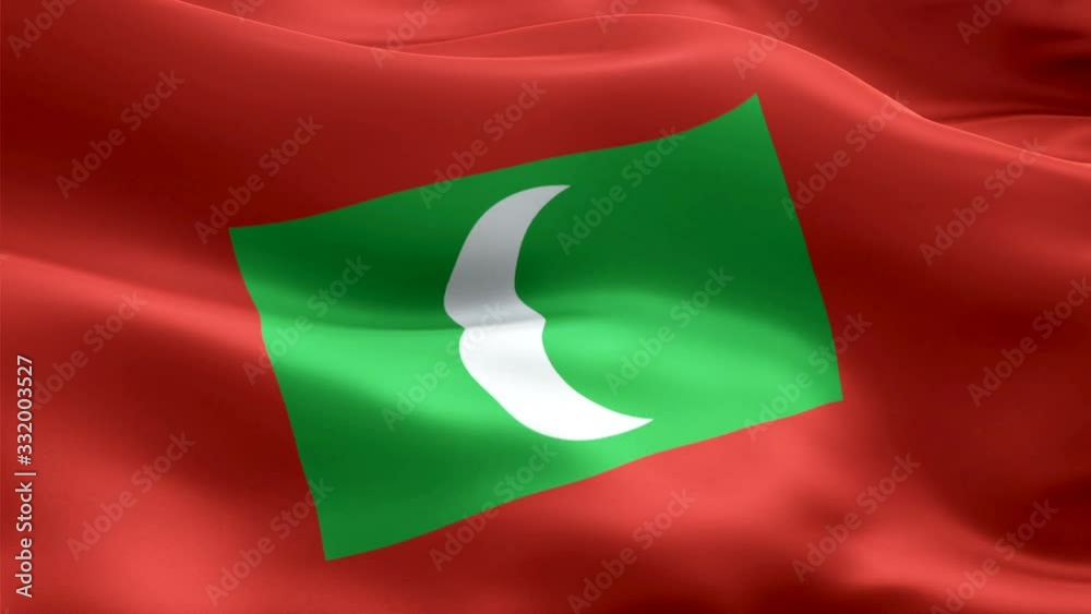 Maldives flag Motion Loop video waving in wind. Realistic Maldive Flag ...