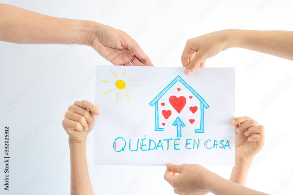 Stay at home social media campaign for coronavirus prevention. Family ...