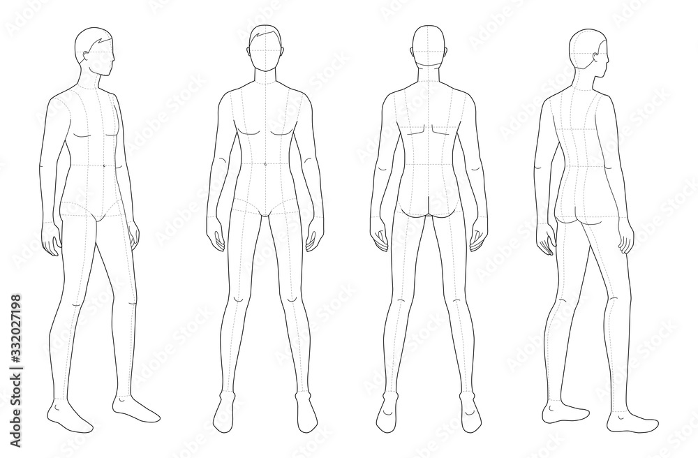 Fashion template of standing men. Stock Vector | Adobe Stock