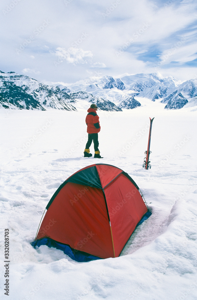 Ice camping on glacier in St. Elias National Park and Preserve ...