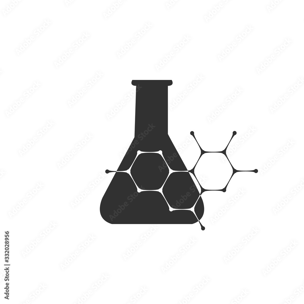 laboratory chemistry equipment, test tube icon, lab flask icon. Stock ...