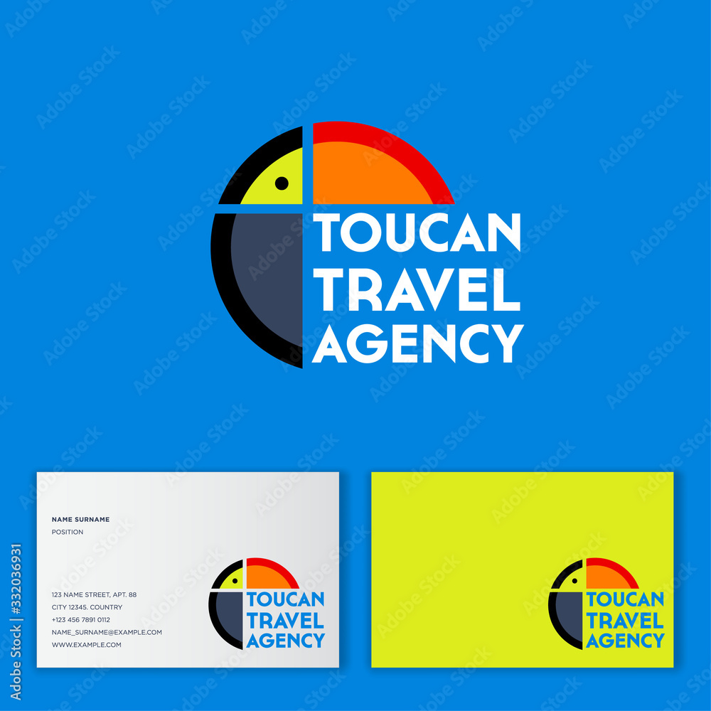 Travel agency logo. Toucan emblem. Tropical bird inscribed in a circle ...