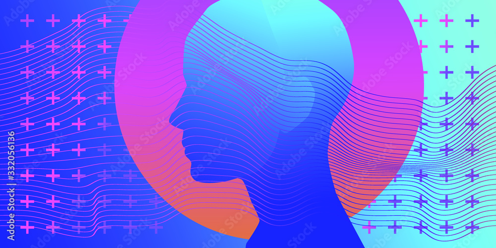 Silhouette of a head profile. Conceptual minimalist illustration of ...