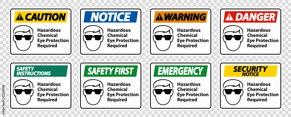 Hazardous Chemical Eye Protection Required Symbol Sign Isolate on ...
