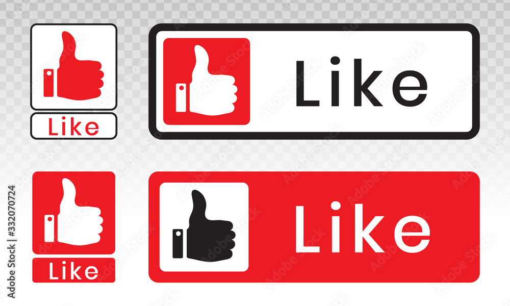 collection of thumbs up "Like" button. vector flat icon for social ...