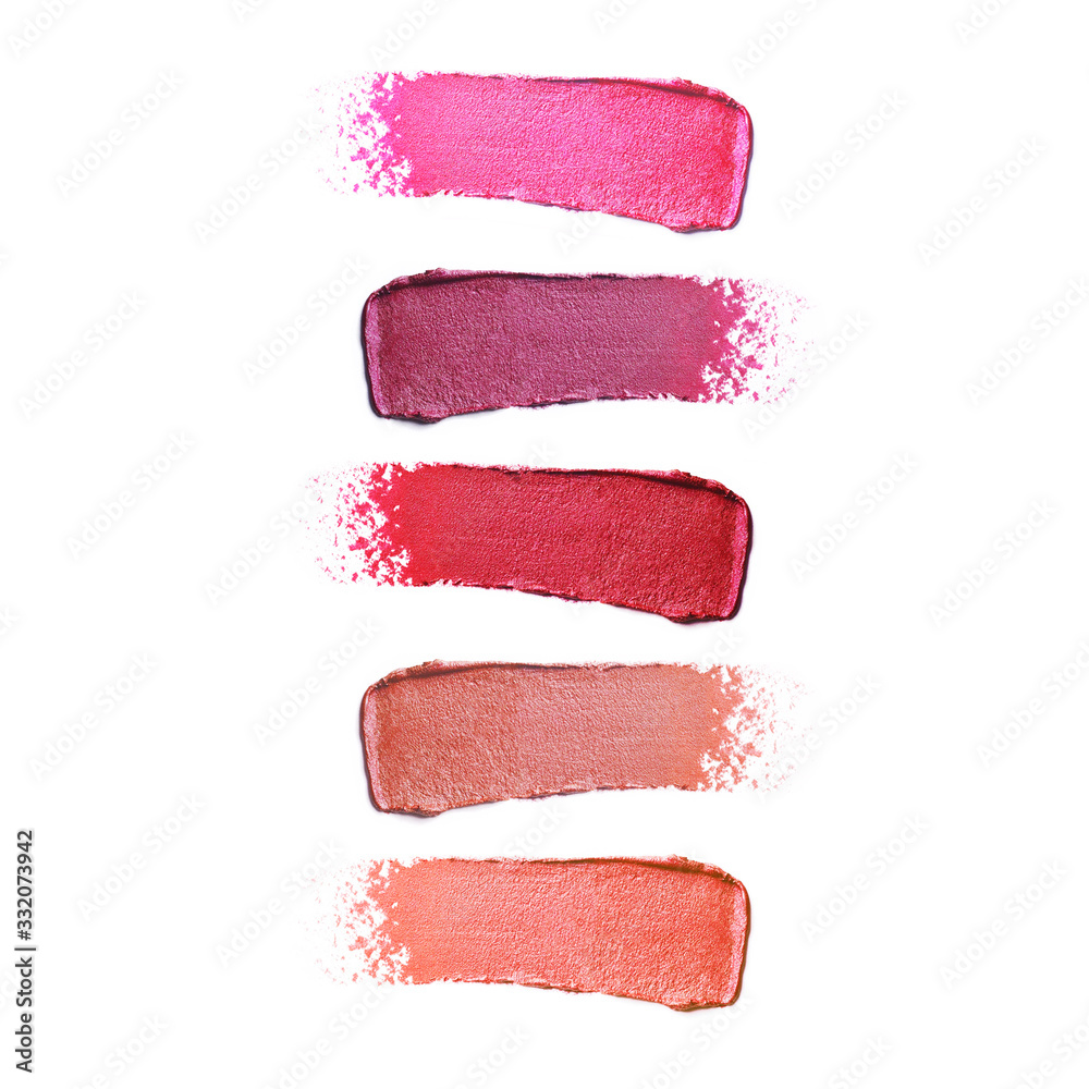 Collection of Lipstick Smudge Isolated on White Background. Makeup ...