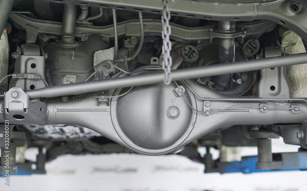 Suspension of drive car with new tire and Shock Absorber.Rear ...