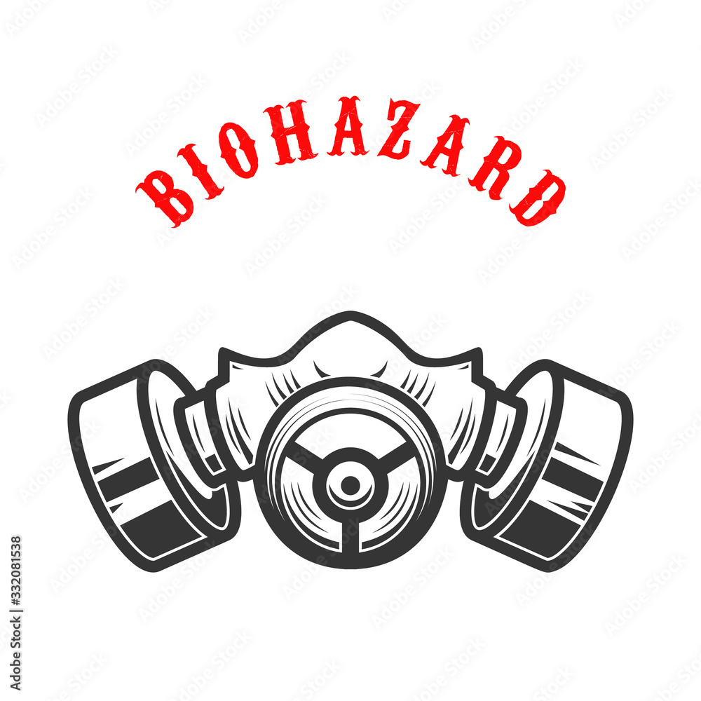 Illustration of gas mask isolated on white background. Biohazard ...