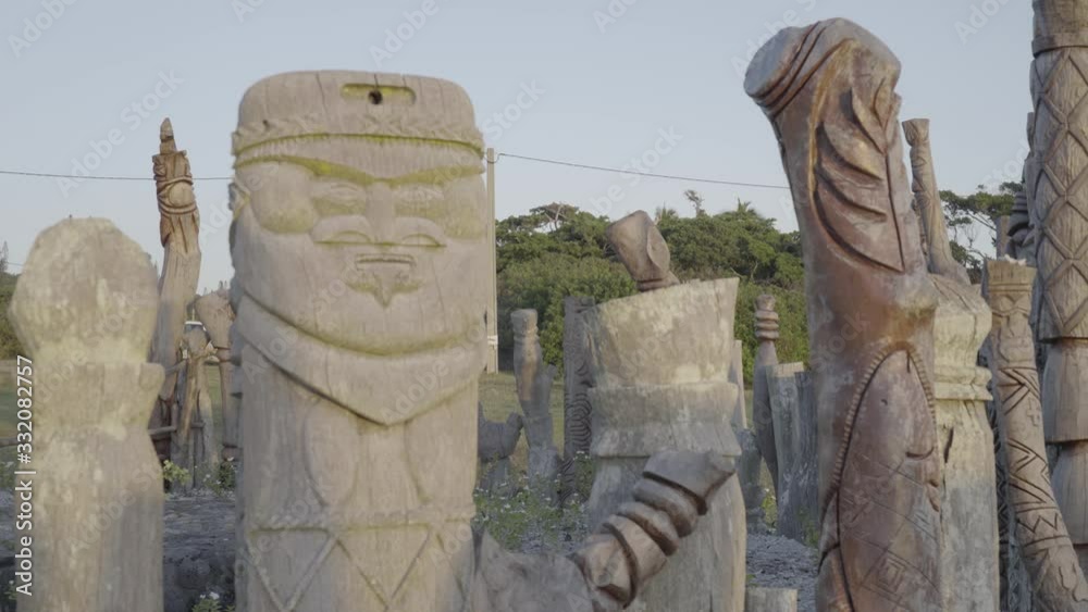 The Isle of Pines with symbols of the indigenous people of the kanak ...