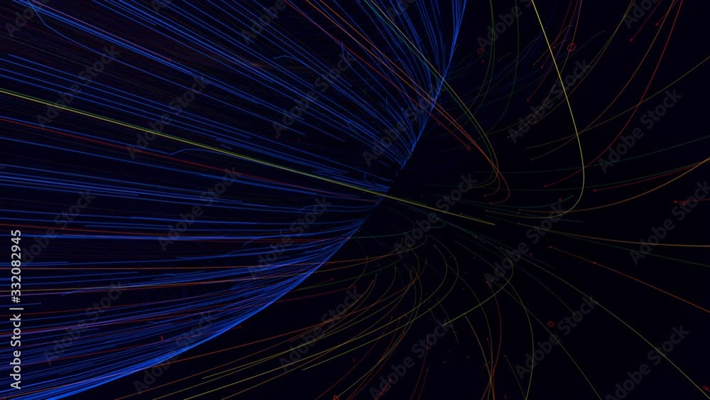 Stripes around the sphere.3D HUD animated lines. SciFi cosmic ...