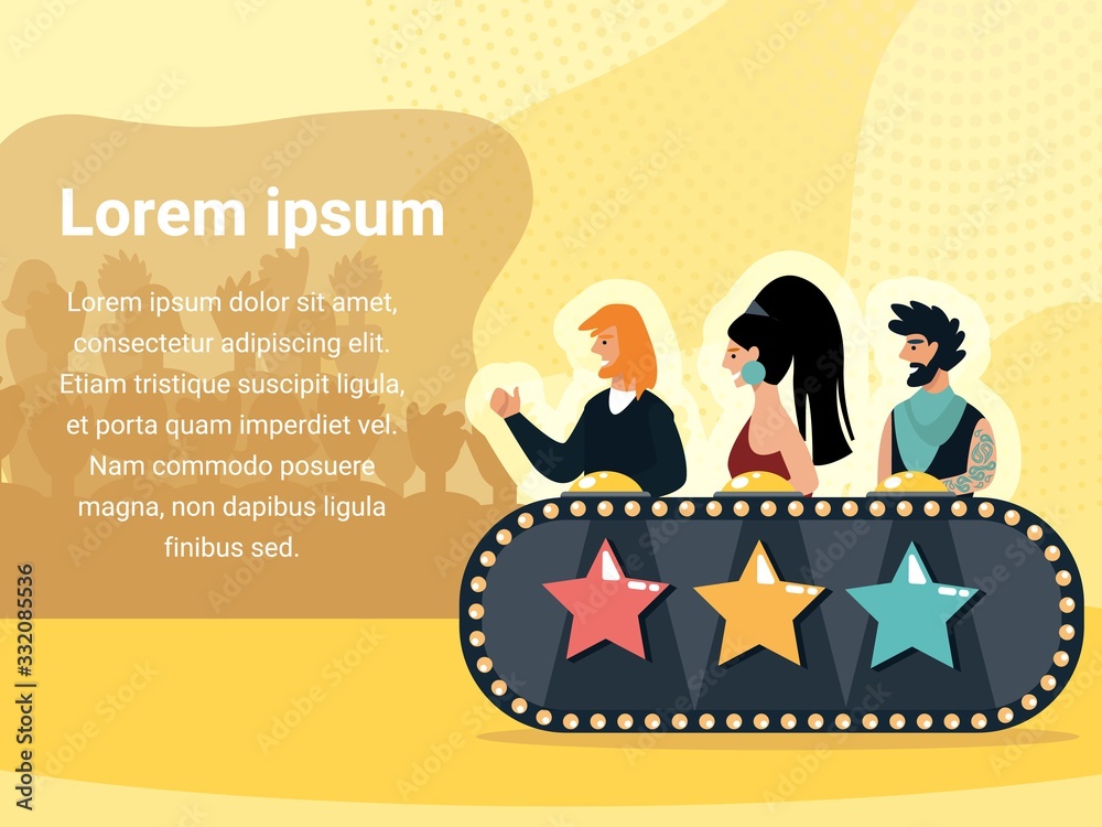 Talent Show Judges Watching Performing on Stage. Celebrities Judging ...