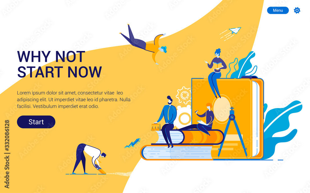 Prompt Banner Written Why Not Start Now Education. Small People Near ...