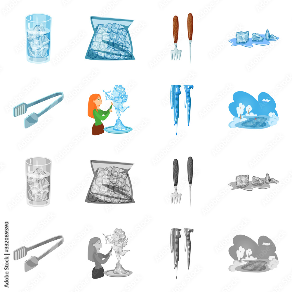 Vector design of texture and frozen logo. Collection of texture and ...