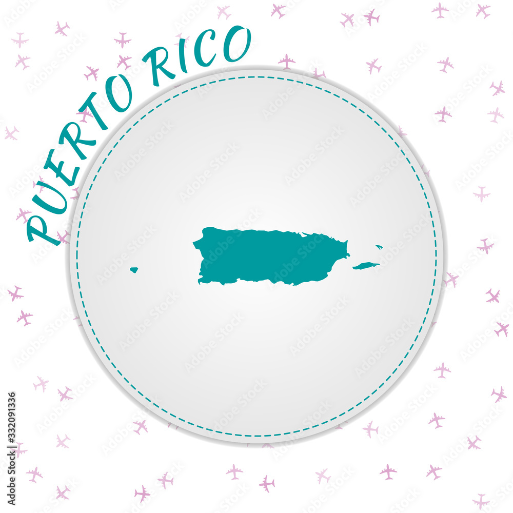 Puerto Rico map design. Map of the country with regions in emerald ...