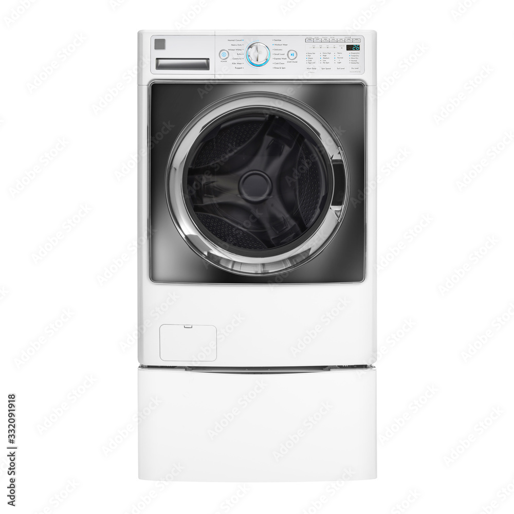 Front-Load Washer Isolated on White Background. Front View of White ...
