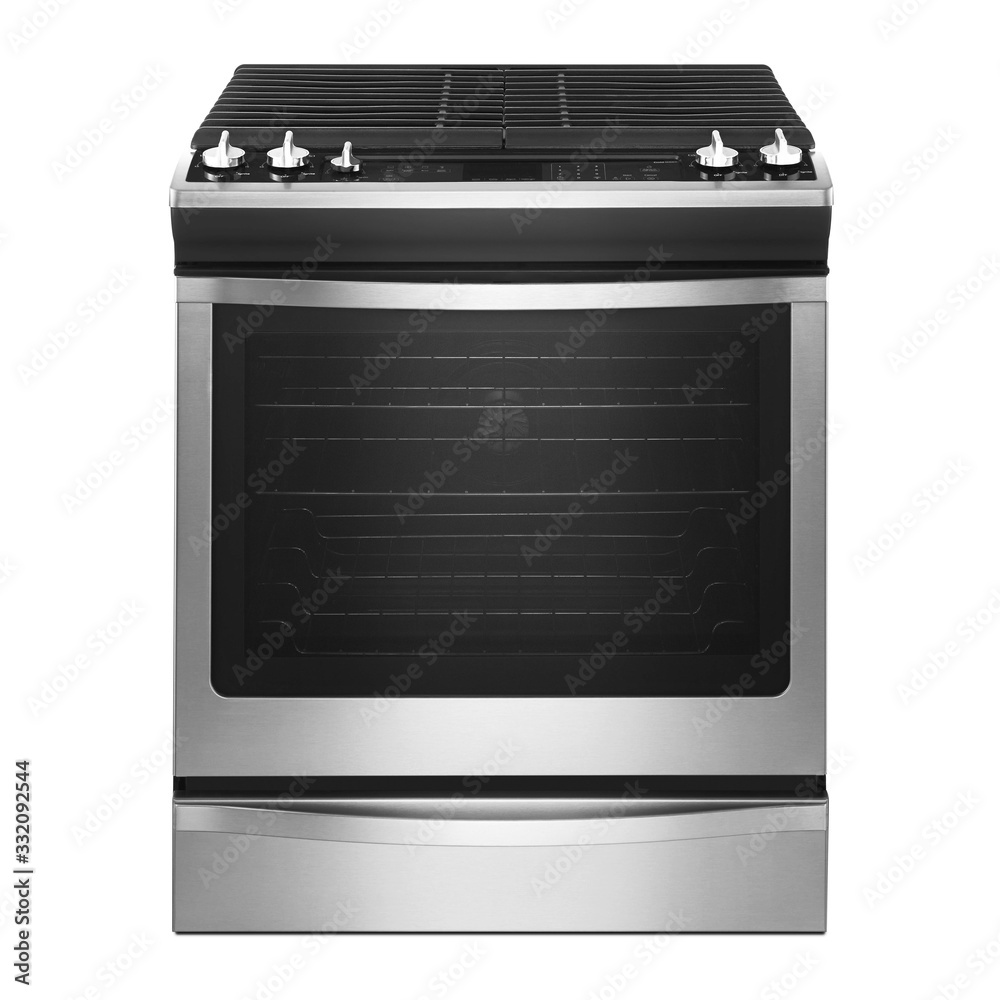 Single Gas Range Cooker Isolated on White Background. Steam Fuel Range ...