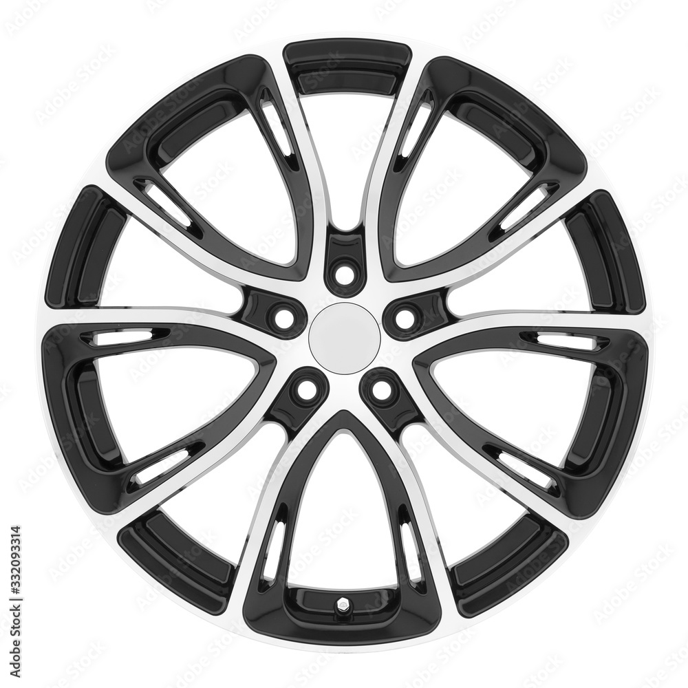 Car Rim Isolated on White Background. Front View of Alloy Car Wheel ...