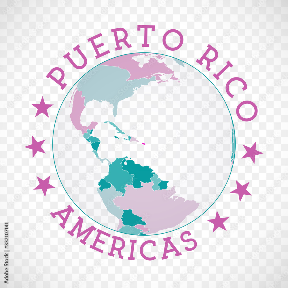 Puerto Rico round logo. Badge of country with map of Puerto Rico in ...