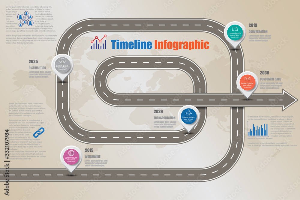 Business road signs map timeline infographic designed for abstract ...