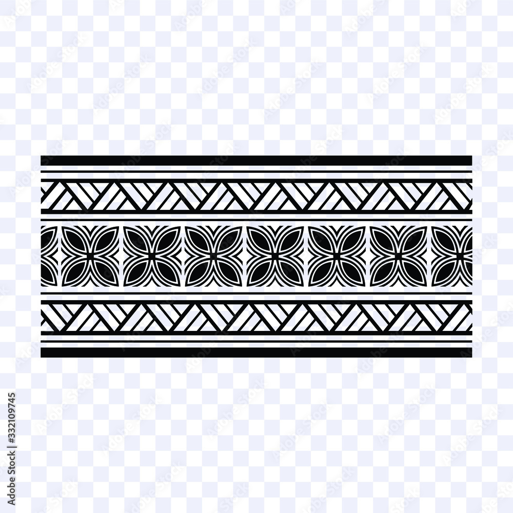 Polynesian band tribal tattoo. Set of ethnic seamless black and white ...