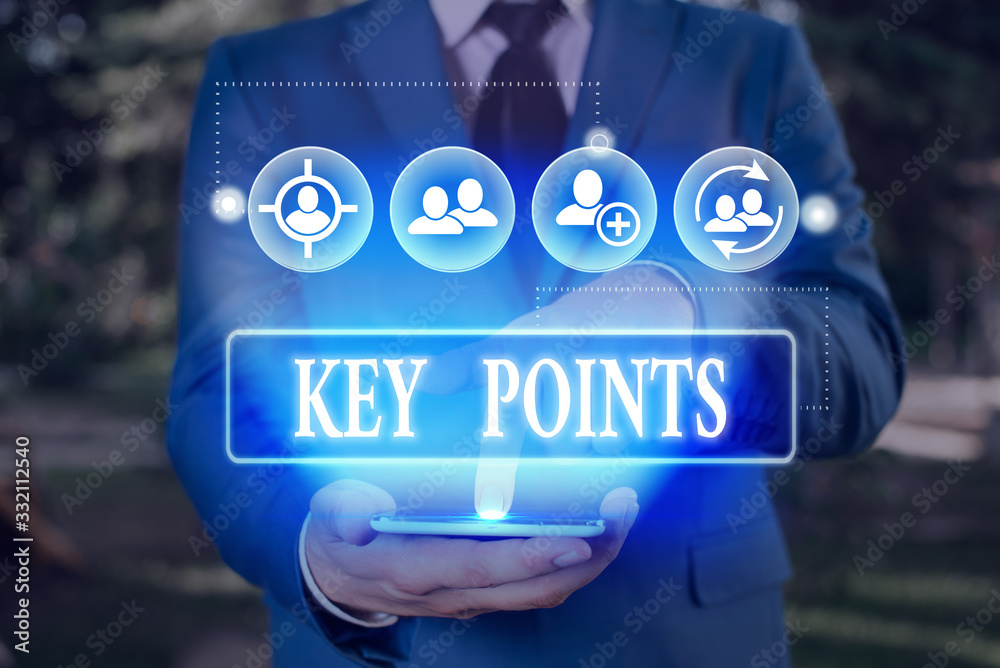 Conceptual hand writing showing Key Points. Concept meaning most ...