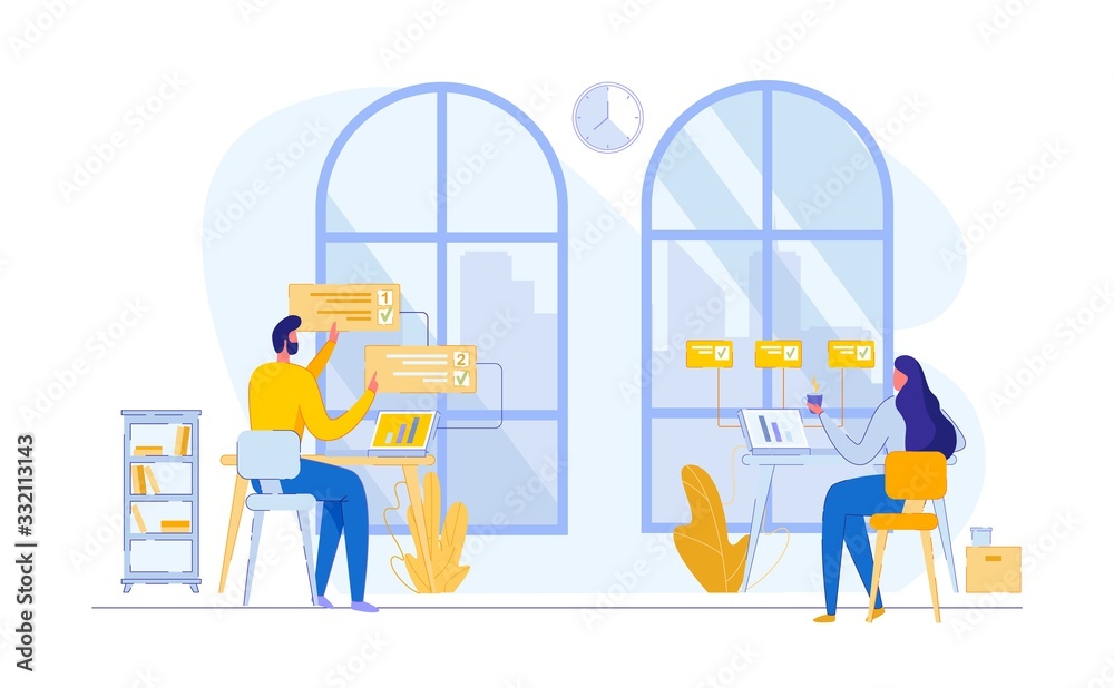 Two People, in Quiet Environment are Engaged in Daily Office Affairs ...