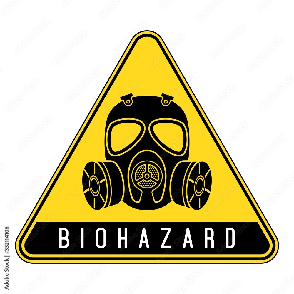 Biohazard sign. Gas mask icon. Chemical Attack. Respirator gas mask ...