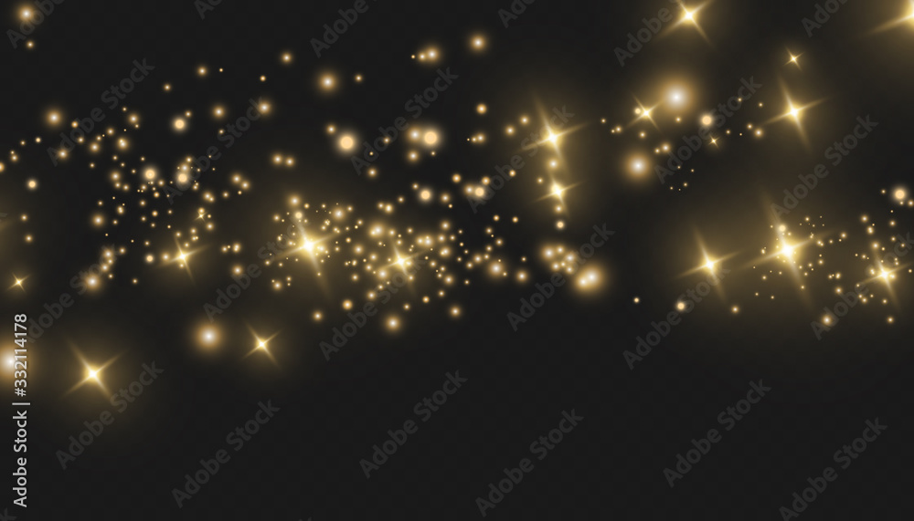 Yellow sparks glitter special light effect. Vector sparkles on ...