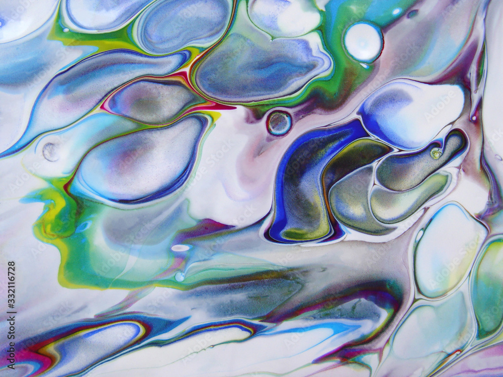 Abstract design of mixed acrylic paints. Multicolored rainbow acrylic ...