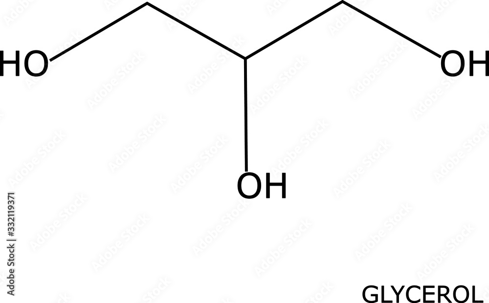 Glycerol molecular structure isolated on white background vector Stock ...